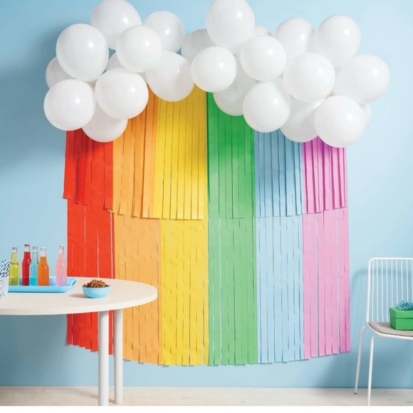 Spritz | Party Supplies | Rainbow Tiered Backdrop With Balloon Garland ...